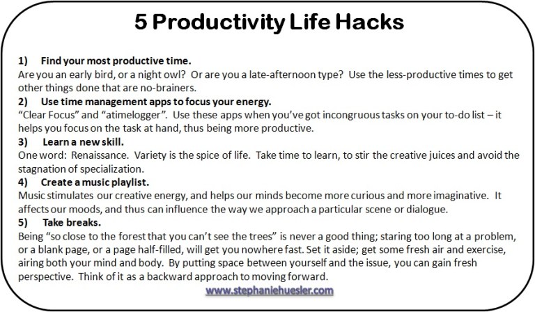 5 Life Hacks for Productivity | Stephanie Huesler